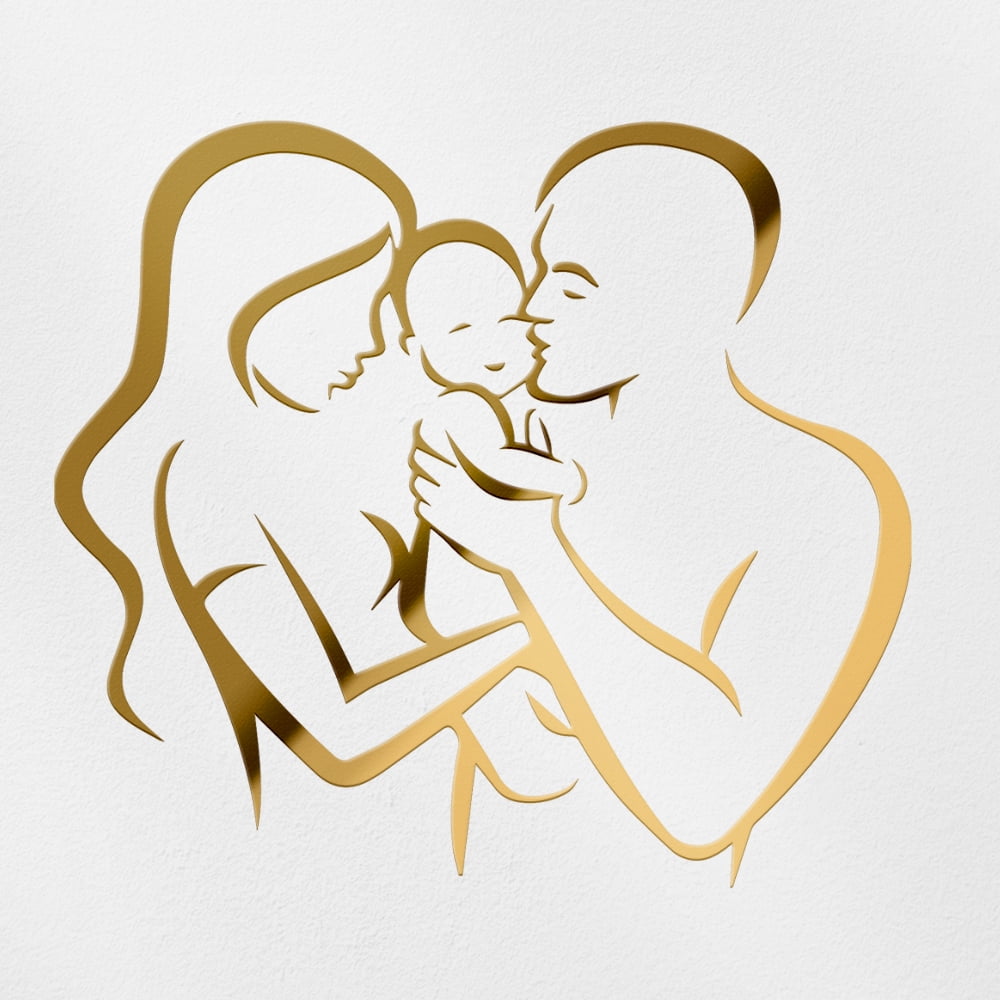 Transparent Decal Stickers Of Lovely Family Dad Mom Children (Metallic ...