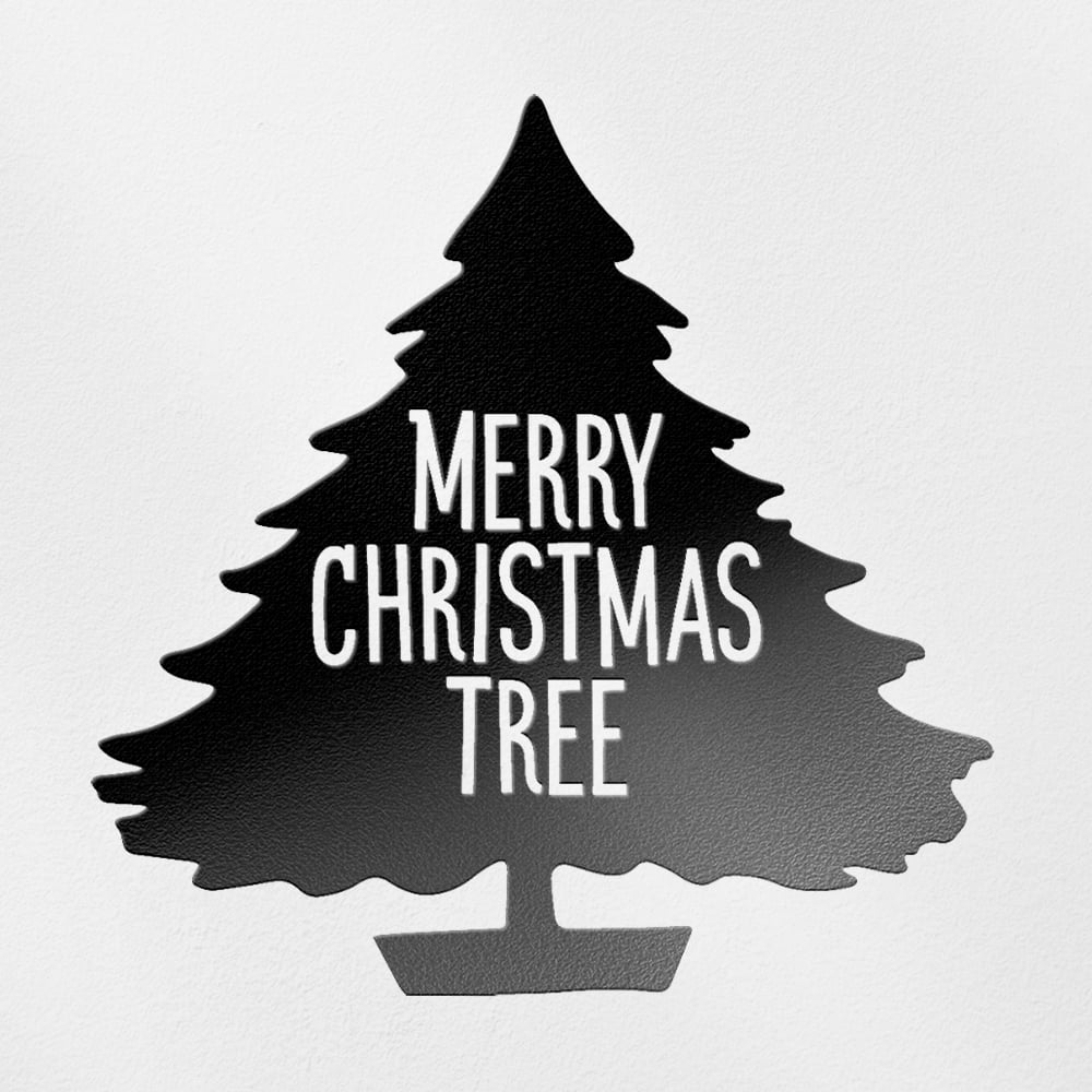Transparent Decal Stickers Of Merry Christmas Tree (Black) Premium ...