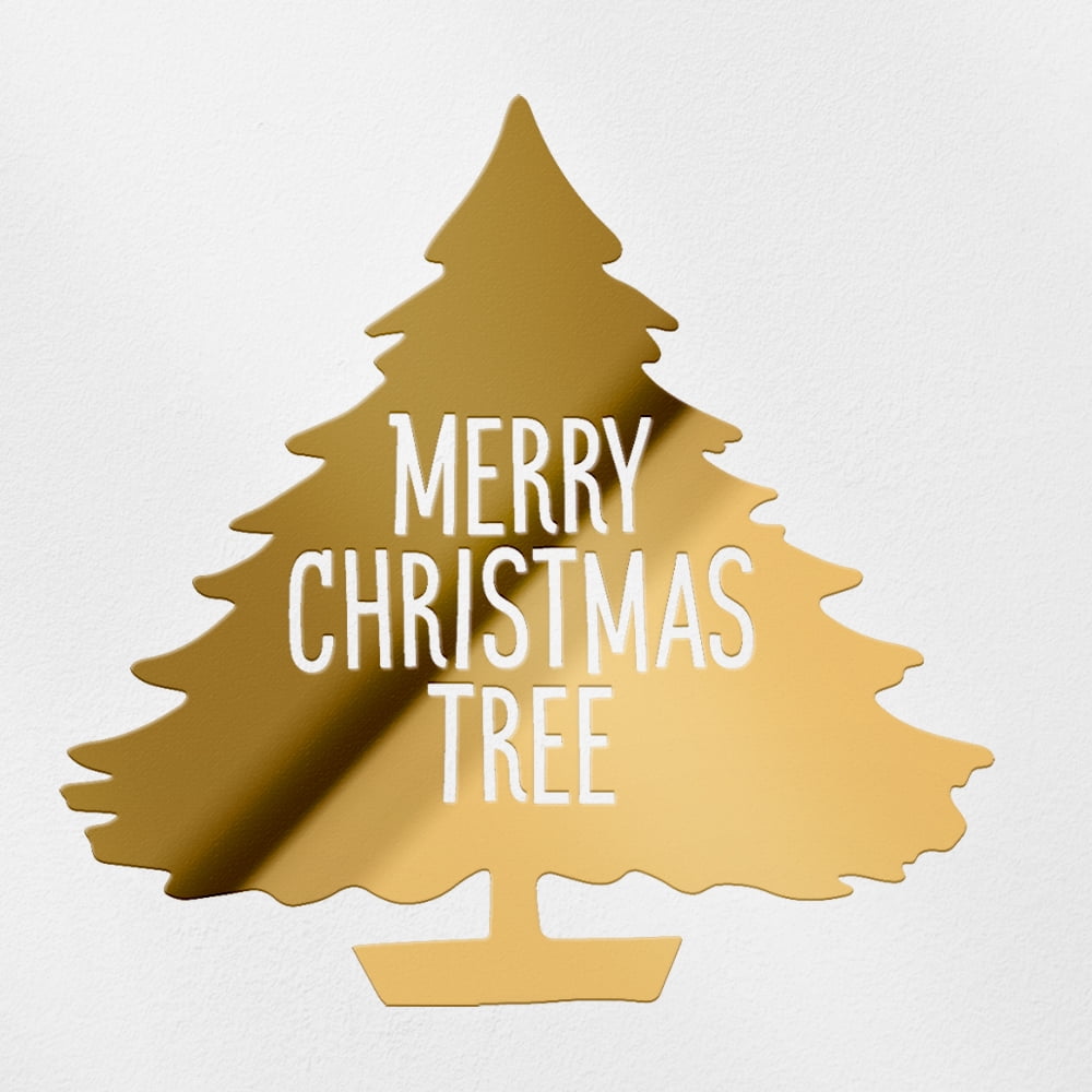 Transparent Decal Stickers Of Merry Christmas Tree (Metallic Gold ...