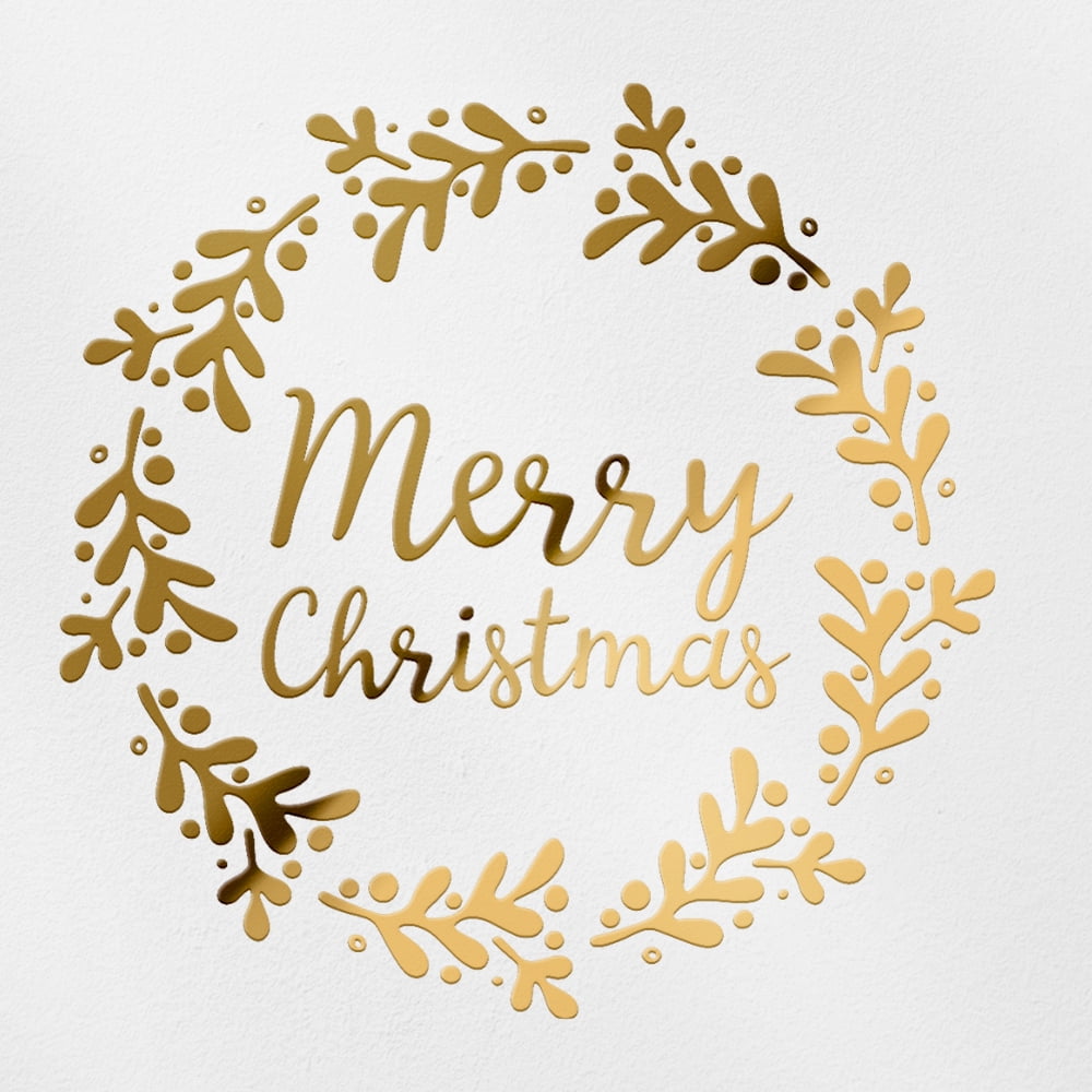 Transparent Decal Stickers Of Merry Christmas Wreath (Metallic Gold ...