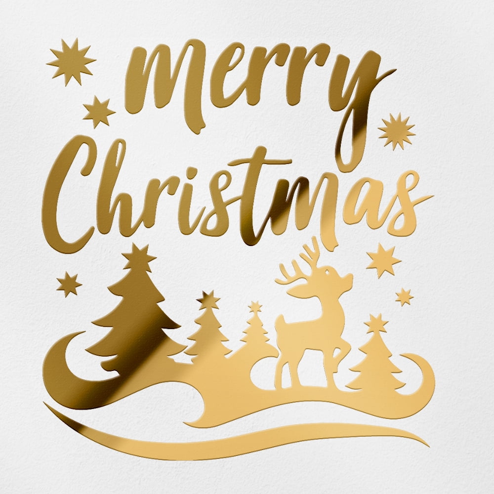 Transparent Decal Stickers Of Merryn Christmas Tree (Metallic Gold ...