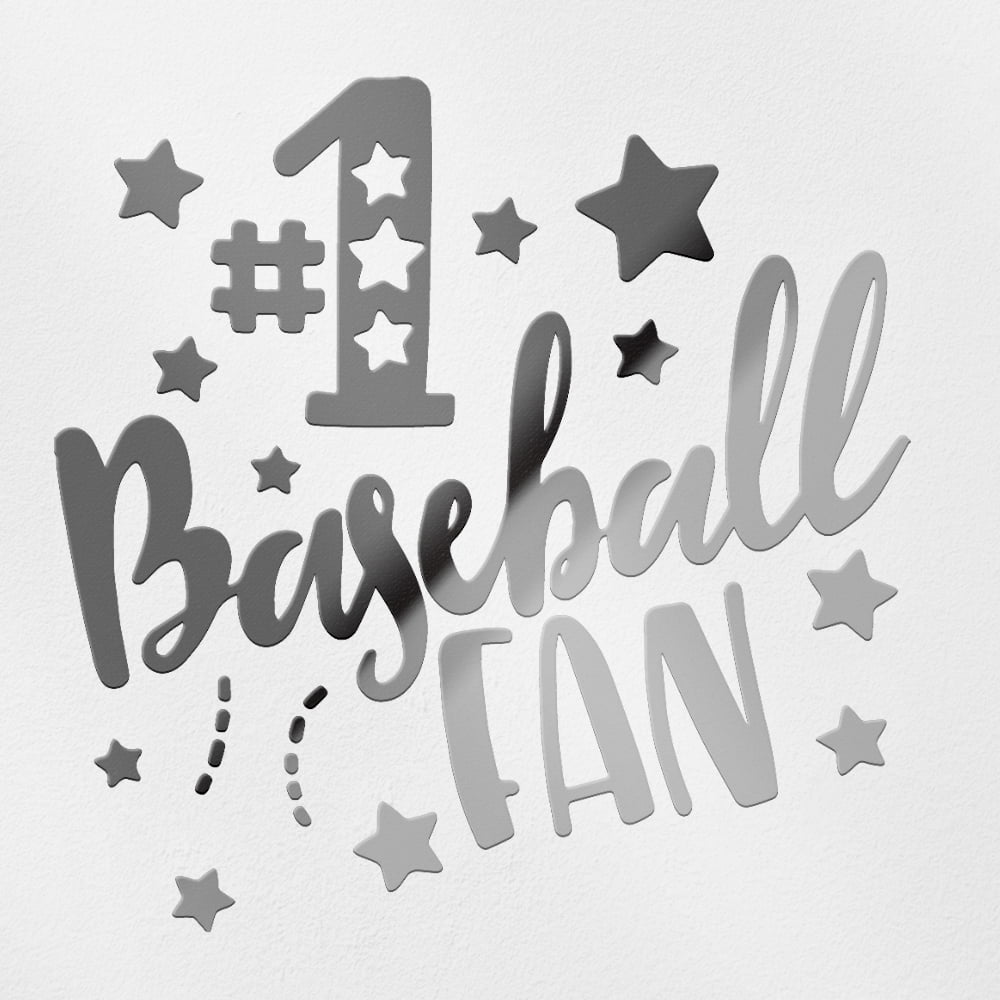 Transparent Decal Stickers Of Number 1 Baseball Fan (Metallic Silver ...