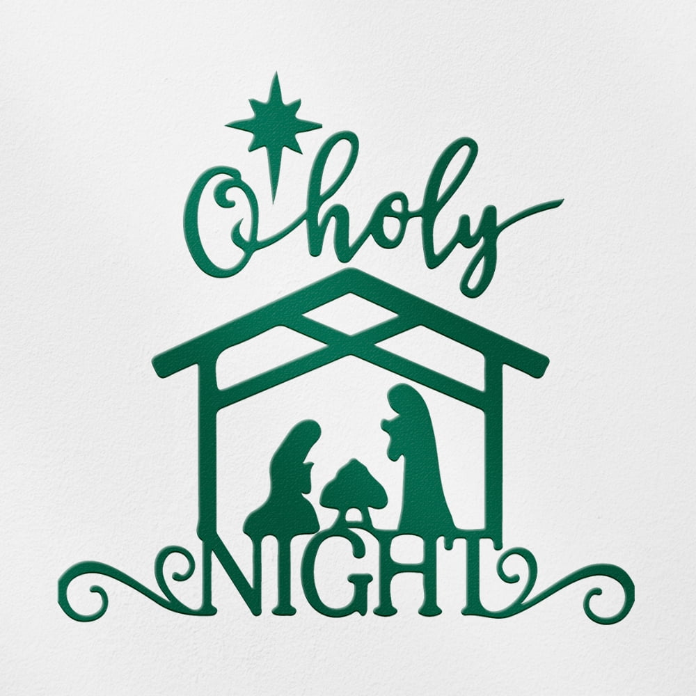 Transparent Decal Stickers Of O Holy Night With Nativity Phrase (Green ...