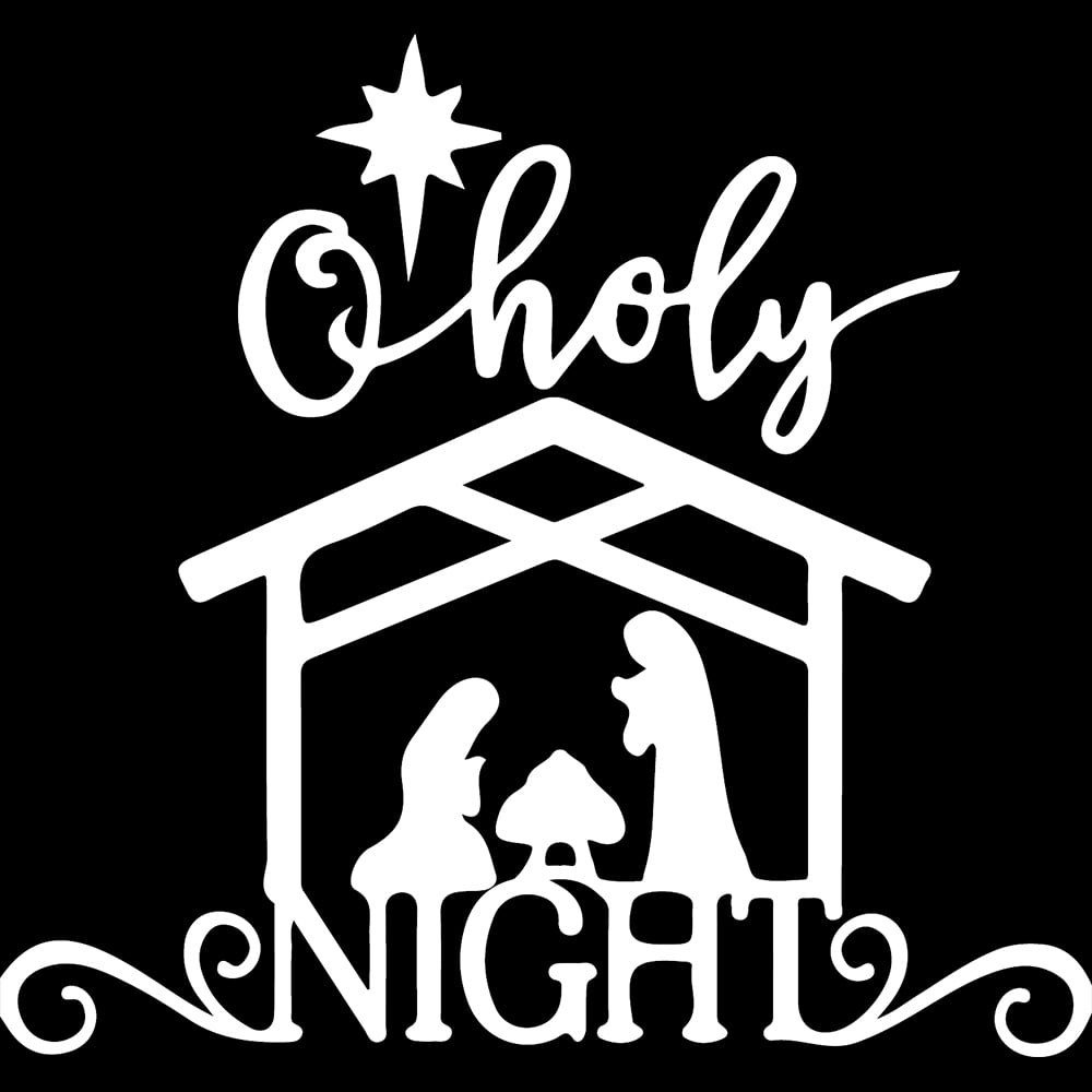 Transparent Decal Stickers Of O Holy Night With Nativity Phrase (White ...