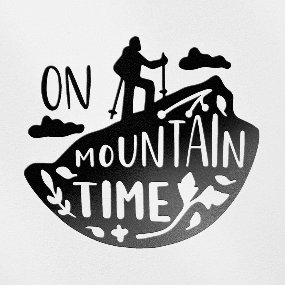 Transparent Decal Stickers Of On Mountain Time (Black) Premium ...