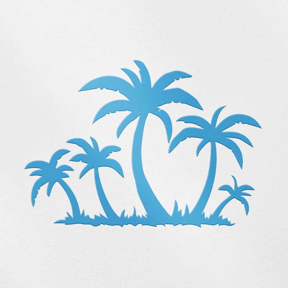 Transparent Decal Stickers Of Palm Tree (Azure Blue) Premium Waterproof ...