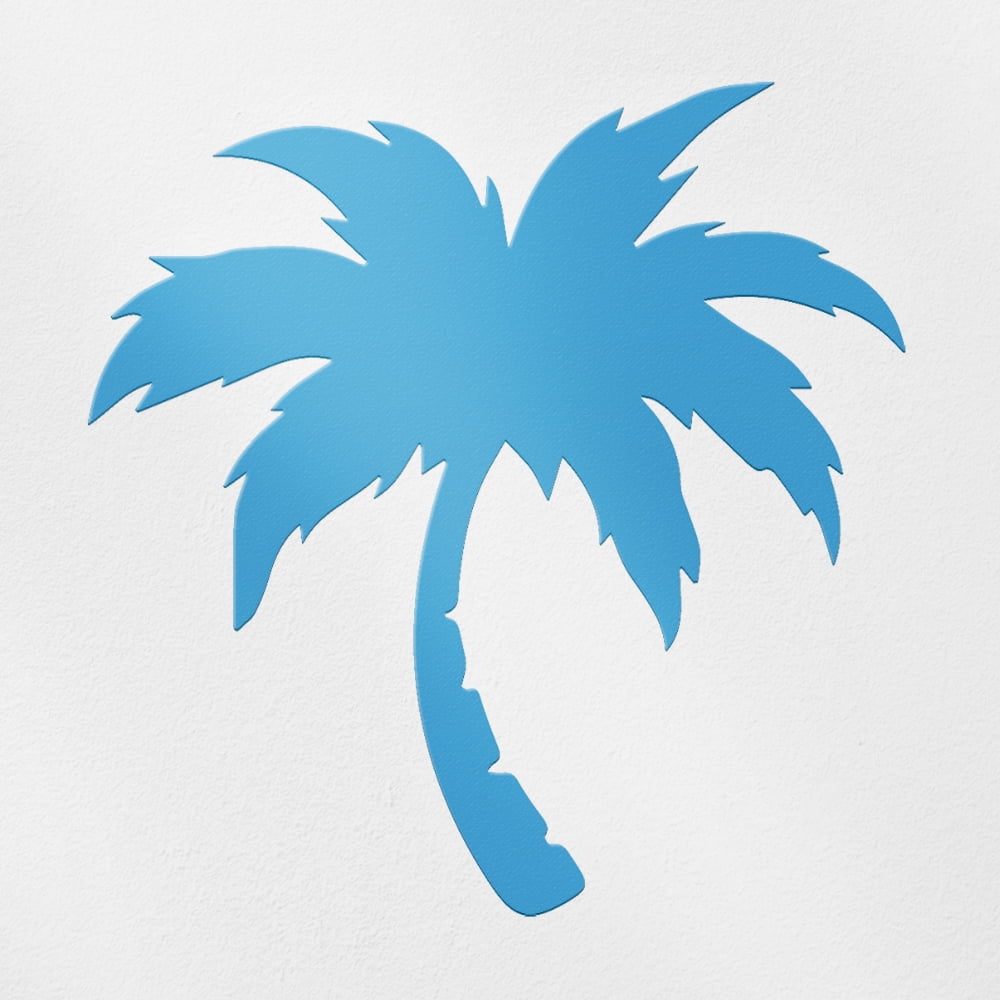 Transparent Decal Stickers Of Palm Tree (Azure Blue) Premium Waterproof ...