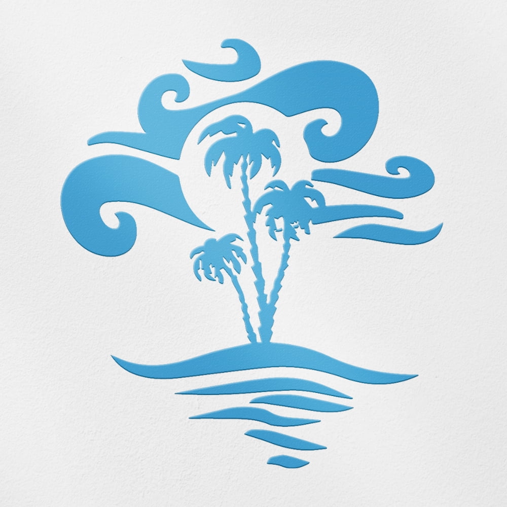 Transparent Decal Stickers Of Palm Tree (Azure Blue) Premium Waterproof ...