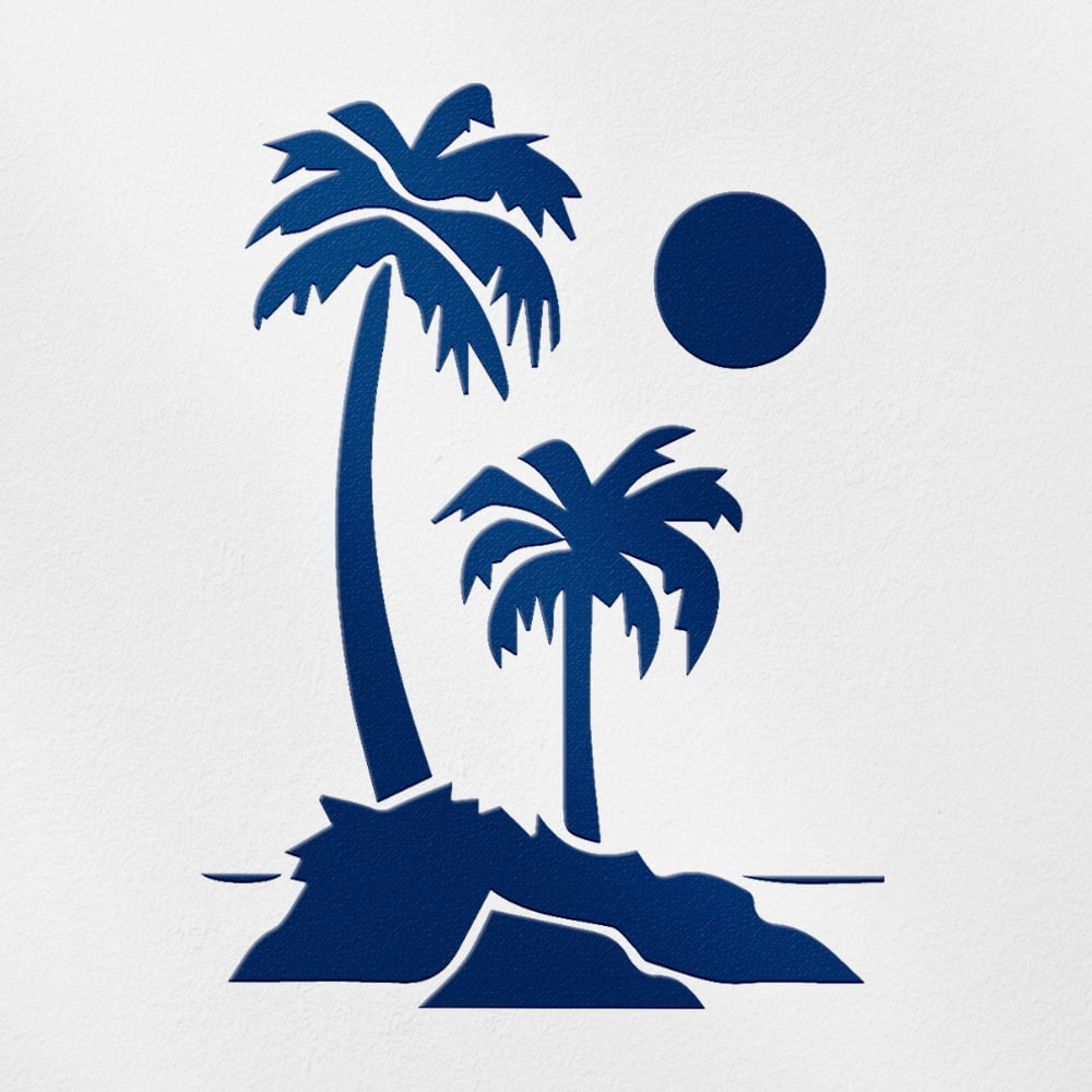 Transparent Decal Stickers Of Palm Tree (Navy Blue) Premium Waterproof ...