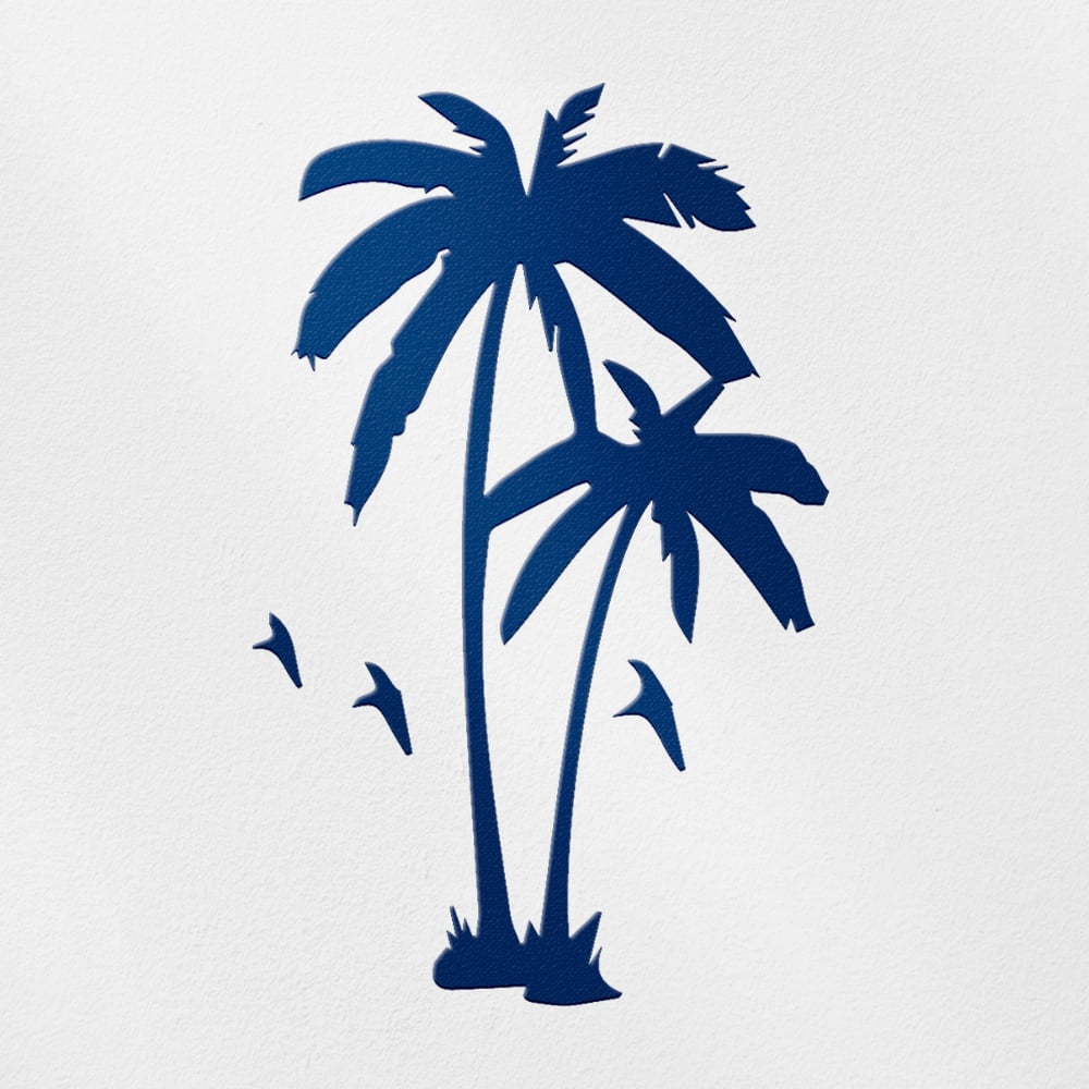 Transparent Decal Stickers Of Palm Tree (Navy Blue) Premium Waterproof ...