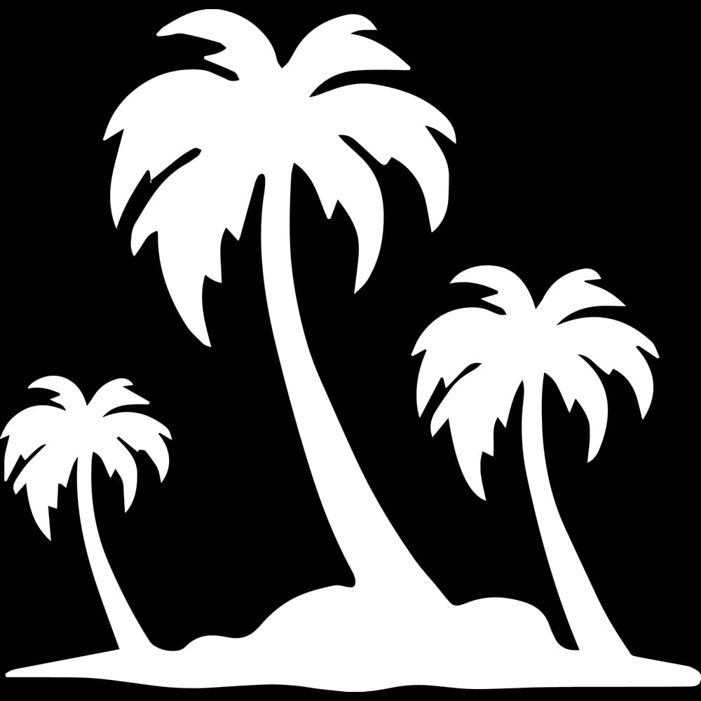 Transparent Decal Stickers Of Palm Trees 22 (White) Premium Waterproof ...