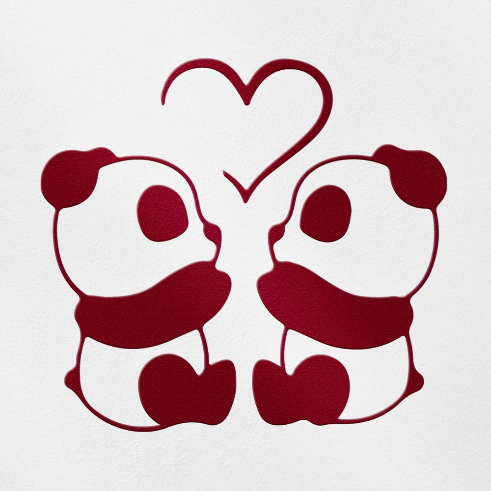 Transparent Decal Stickers Of Panda Love (Burgundy) Premium Waterproof ...