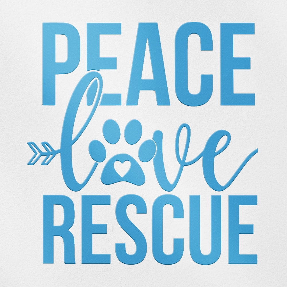 Transparent Decal Stickers Of Peace Love Rescue (Azure Blue) Premium ...