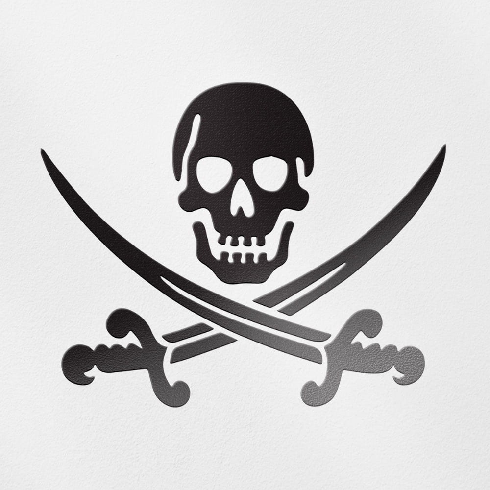 Transparent Decal Stickers Of Pirate Skull Swords Crossed Comic (Black ...