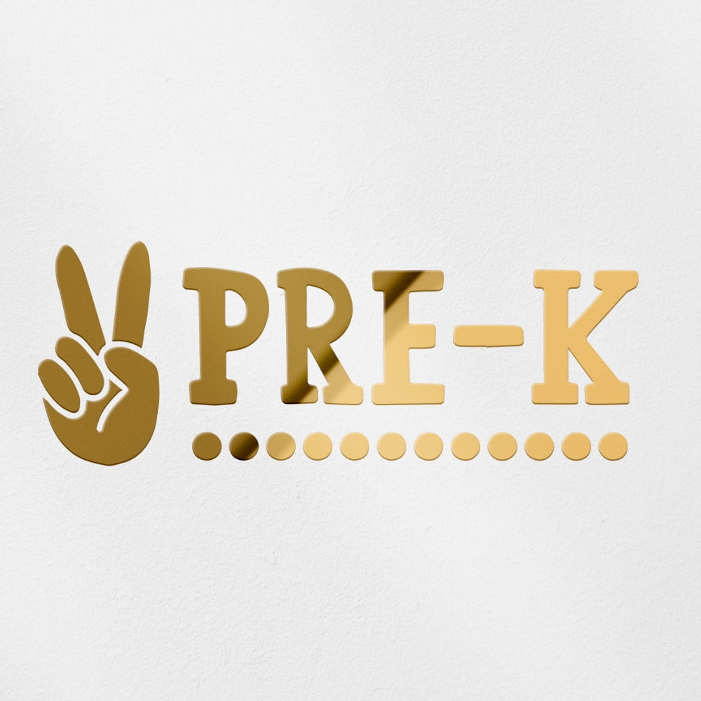 Transparent Decal Stickers Of Pre K (Metallic Gold) Premium Waterproof ...