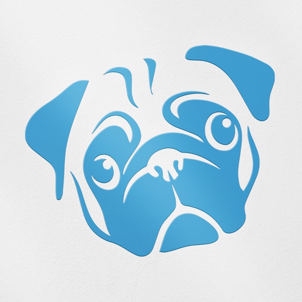 Transparent Decal Stickers Of Pug Face Puppy (Azure Blue) Premium ...