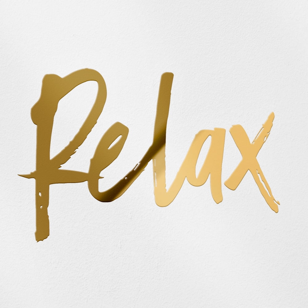 Transparent Decal Stickers Of Relax (Metallic Gold) Premium Waterproof ...
