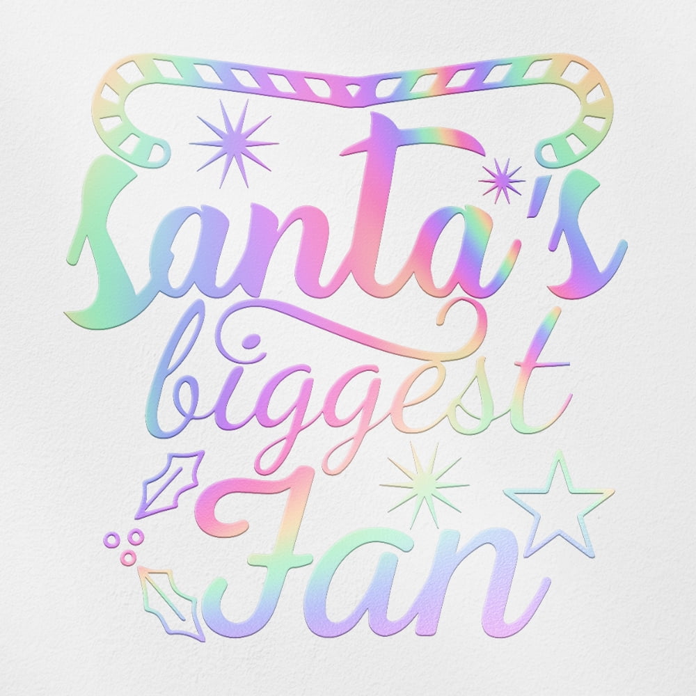 Transparent Decal Stickers Of Santa S Biggest Fan (Hologram) Premium ...