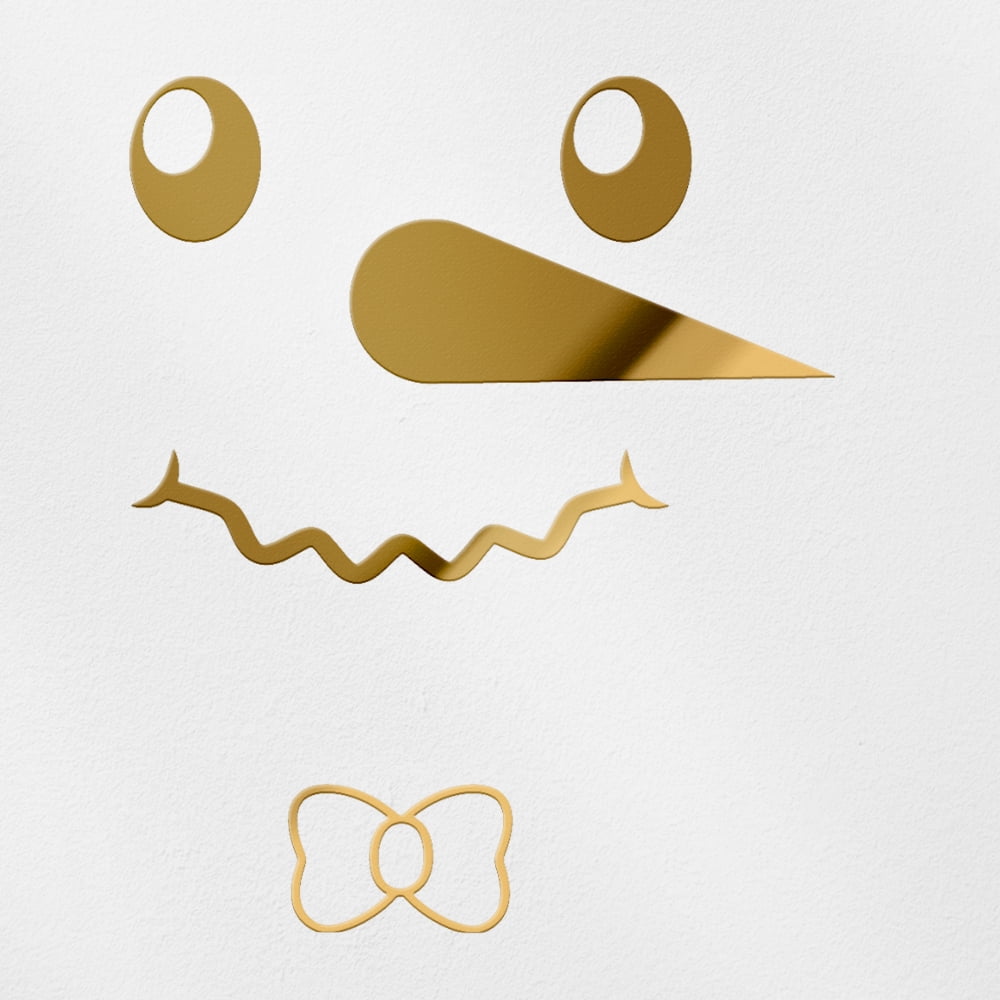Transparent Decal Stickers Of Snowman Face (Metallic Gold) Premium ...