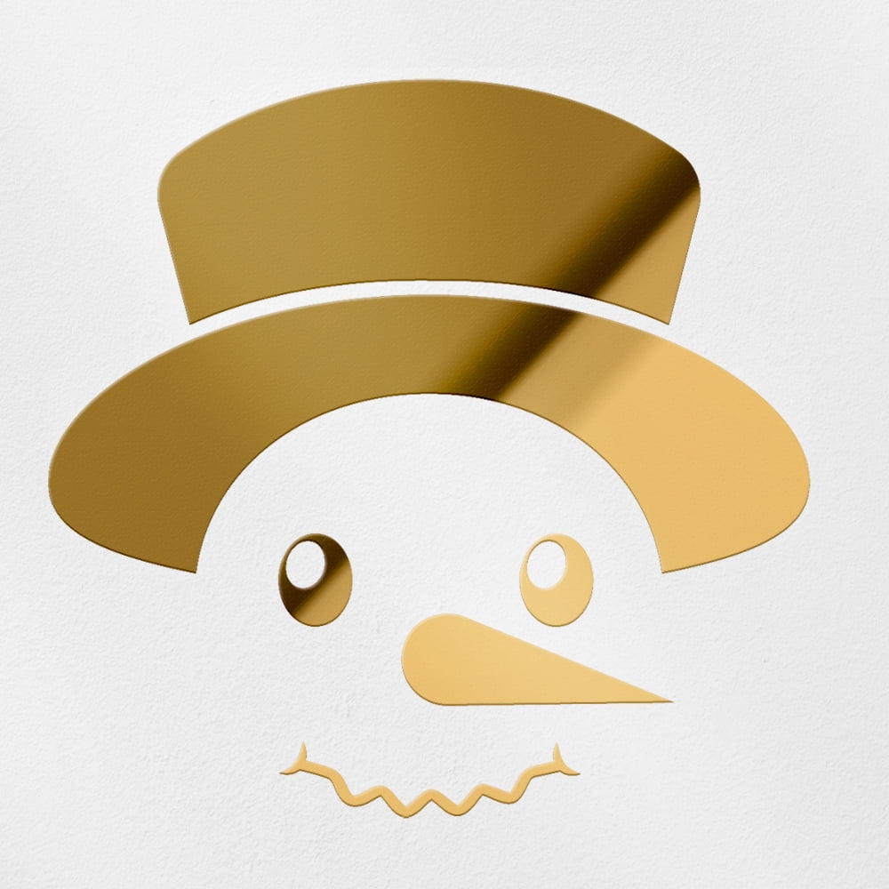 Transparent Decal Stickers Of Snowman Face (Metallic Gold) Premium ...