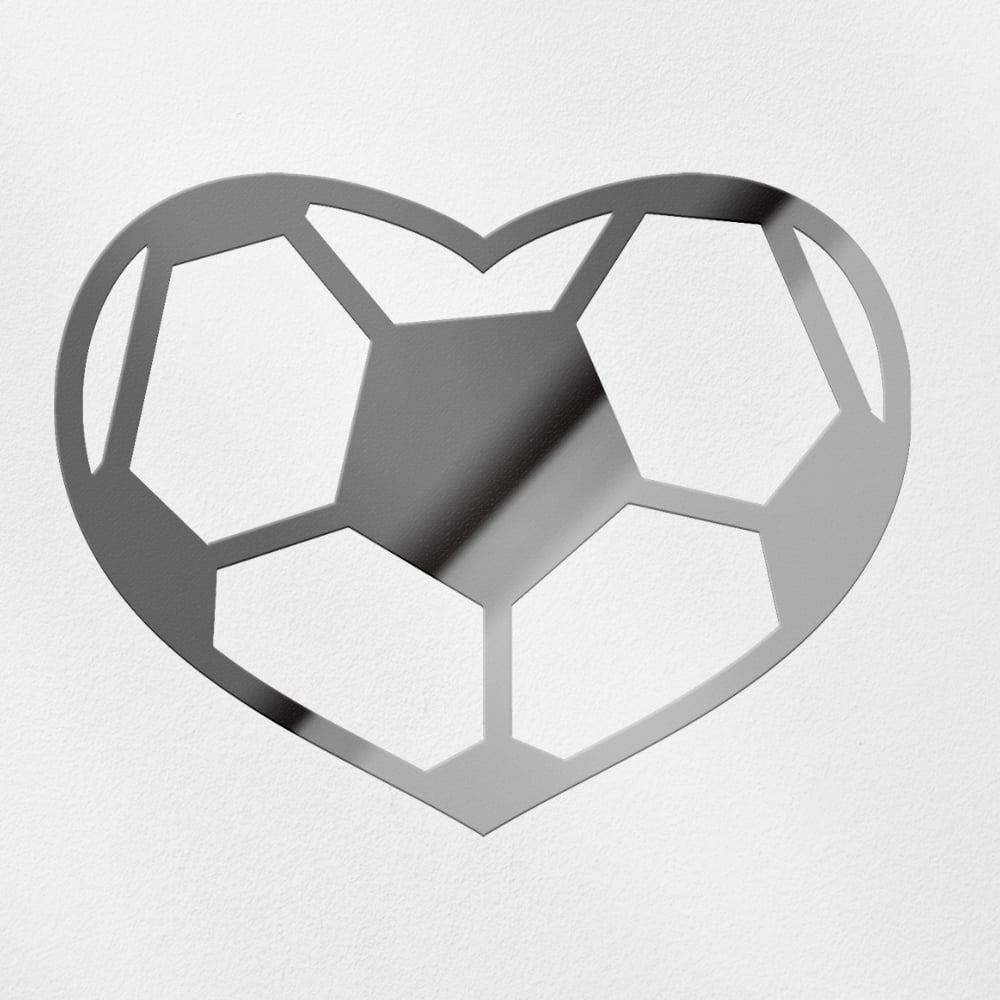Transparent Decal Stickers Of Soccer Heart Ball (Metallic Silver ...