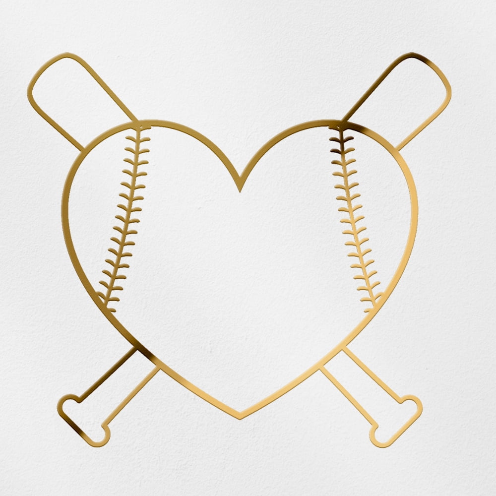 Transparent Decal Stickers Of Softball Heart (Metallic Gold) Premium ...