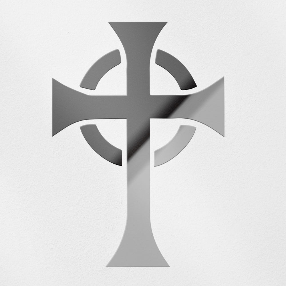 Transparent Decal Stickers Of Solid Celtic Cross S (Metallic Silver ...
