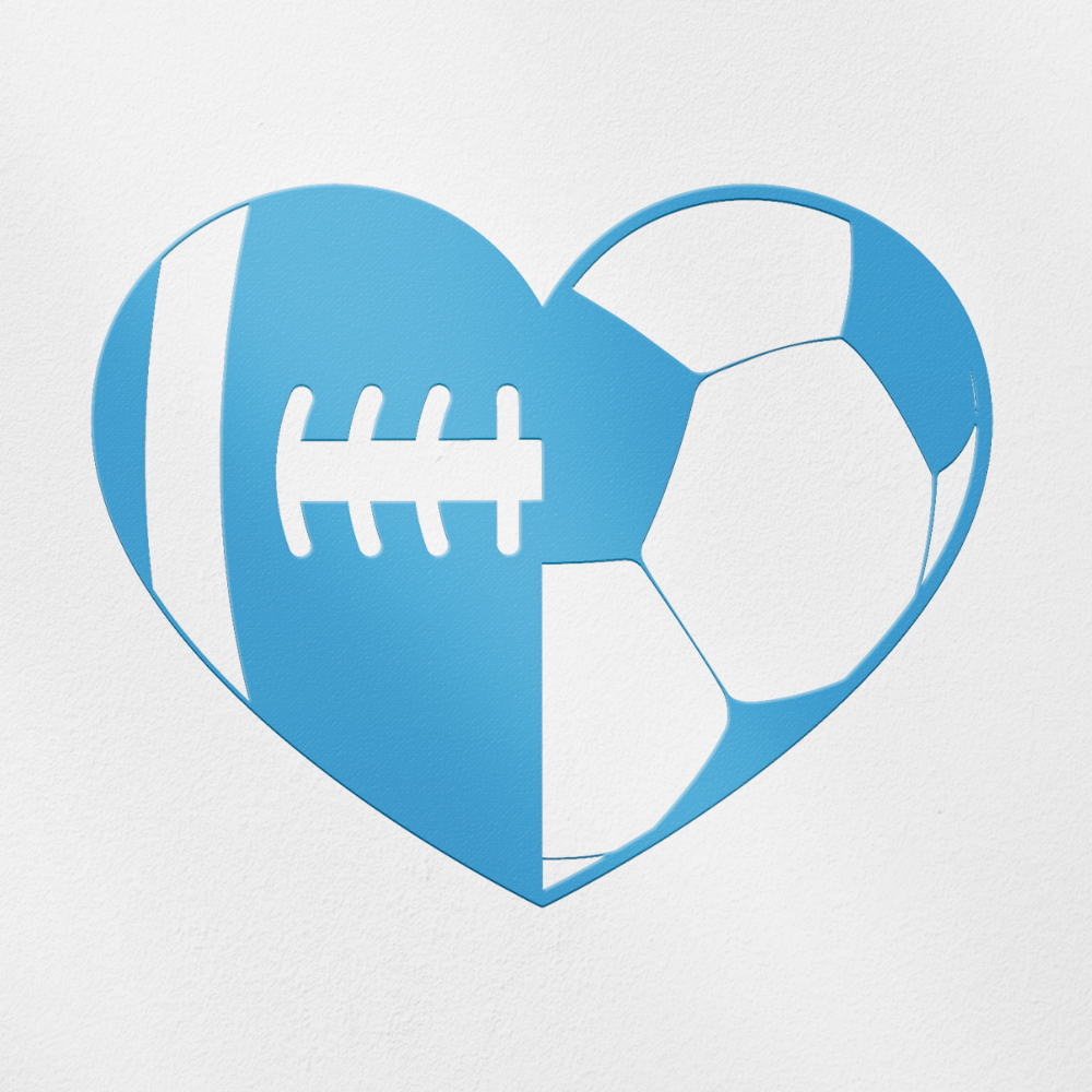 Transparent Decal Stickers Of Sport Half Hearts Football Soccer (Azure ...
