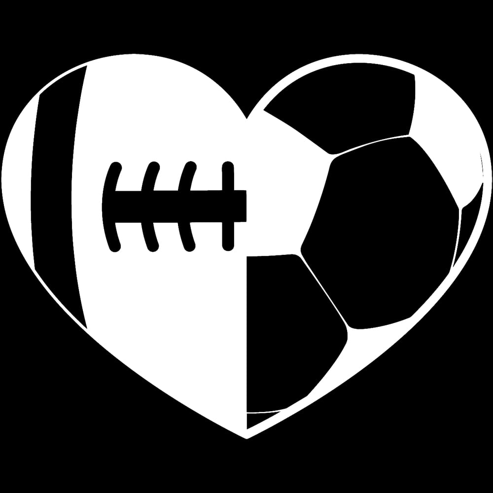 Transparent Decal Stickers Of Sport Half Hearts Football Soccer (White ...