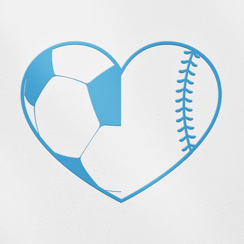 Transparent Decal Stickers Of Sport Half Hearts Soccer Baseball (Azure ...