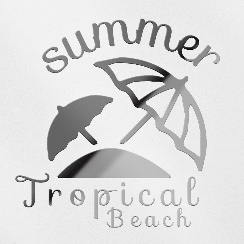 Transparent Decal Stickers Of Summer Tropical Beach (Metallic Silver ...