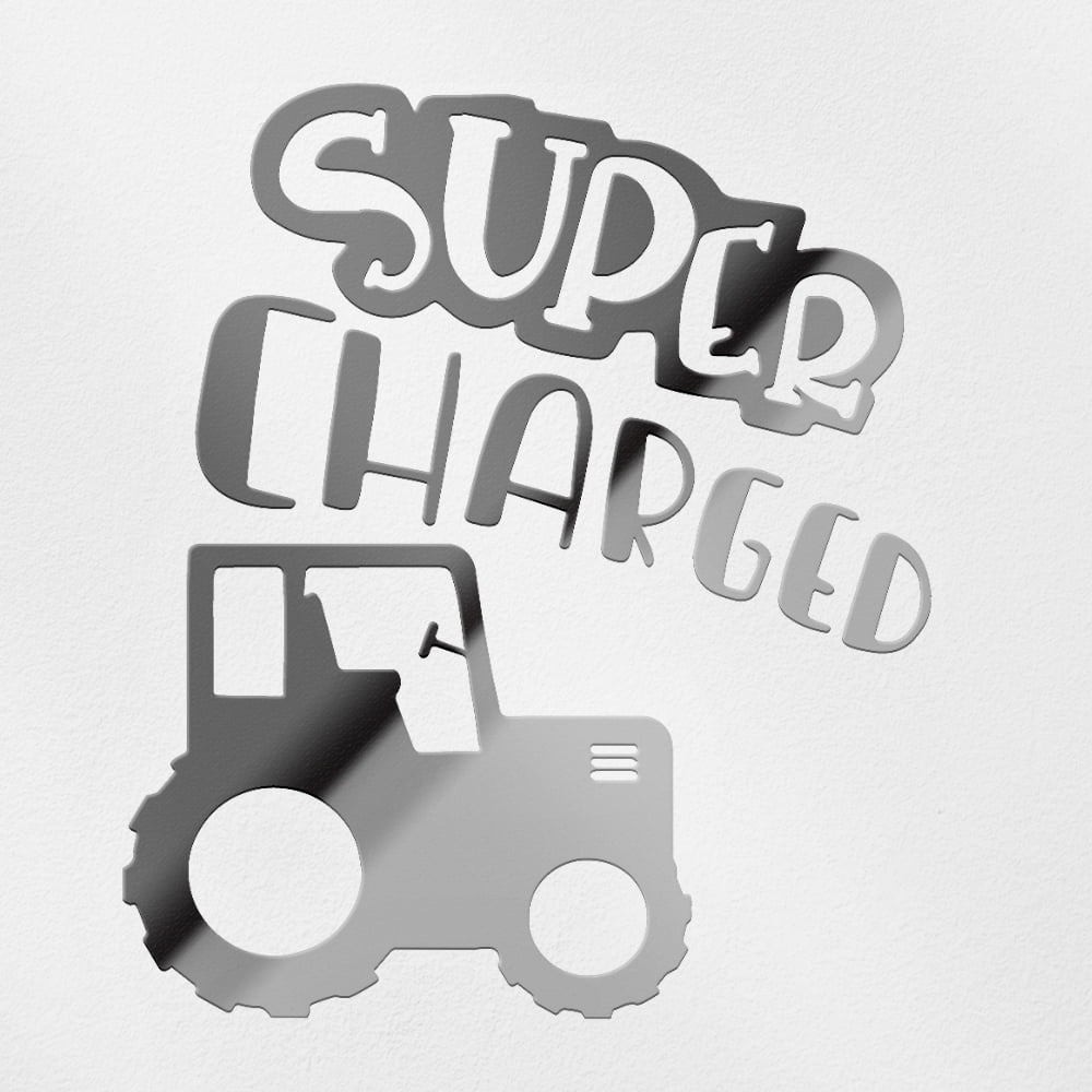 Transparent Decal Stickers Of Super Charged (Metallic Silver) Premium ...