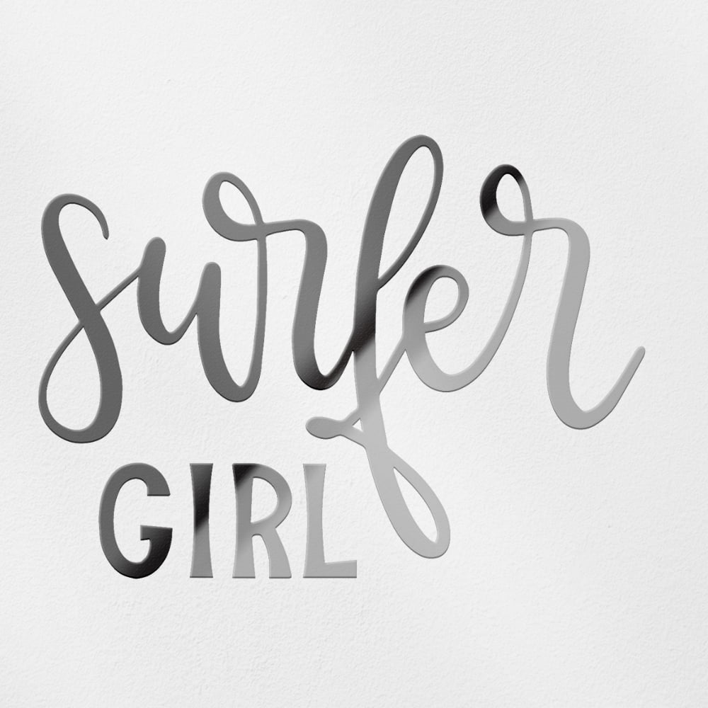 Transparent Decal Stickers Of Surfer Girl (Metallic Silver) Premium ...
