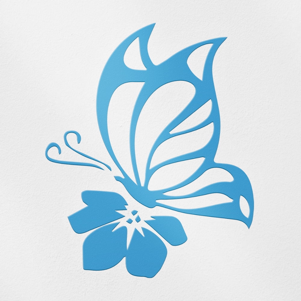 Transparent Decal Stickers Of Symbol Butterfly Flower (Azure Blue ...