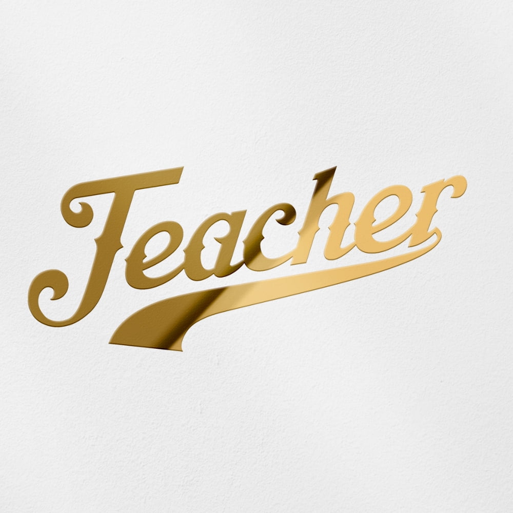 Transparent Decal Stickers Of Teacher (Metallic Gold) Premium ...