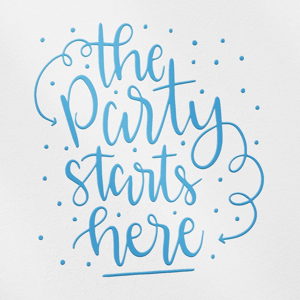 Transparent Decal Stickers Of The Party Starts Here (Azure Blue ...