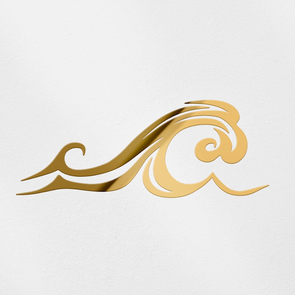 Transparent Decal Stickers Of Wave Silhouette (Metallic Gold) Premium ...