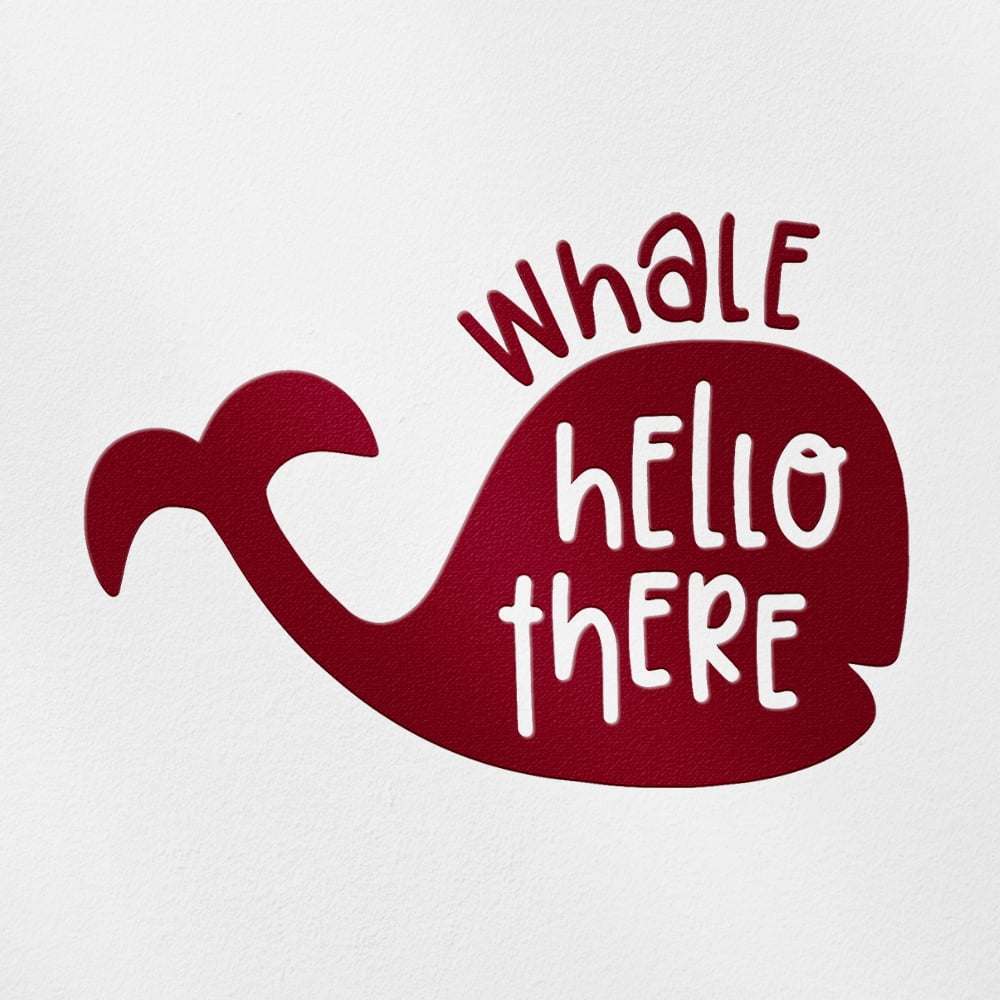 Transparent Decal Stickers Of Whale Hello There (Burgundy) Premium ...