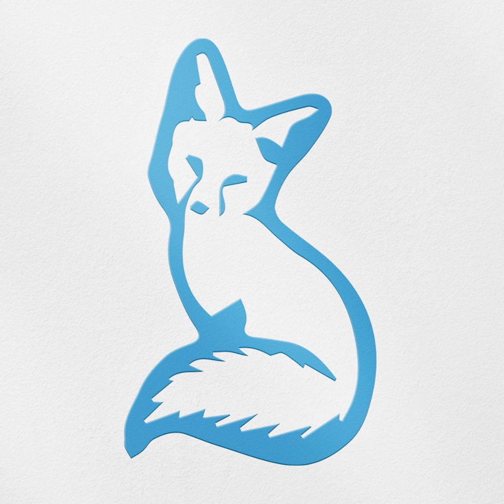 Transparent Decal Stickers Of Young Sitting Fox (Azure Blue) Premium ...
