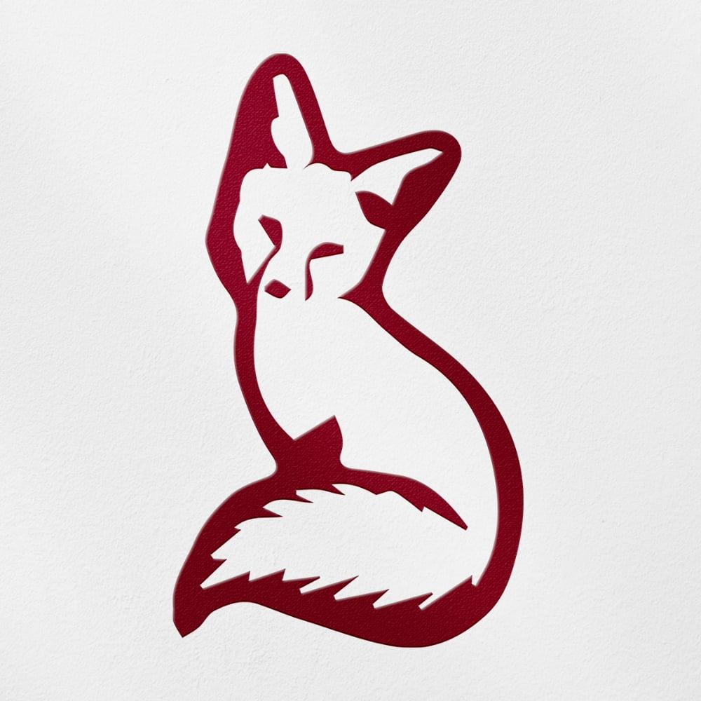 Transparent Decal Stickers Of Young Sitting Fox (Burgundy) Premium ...
