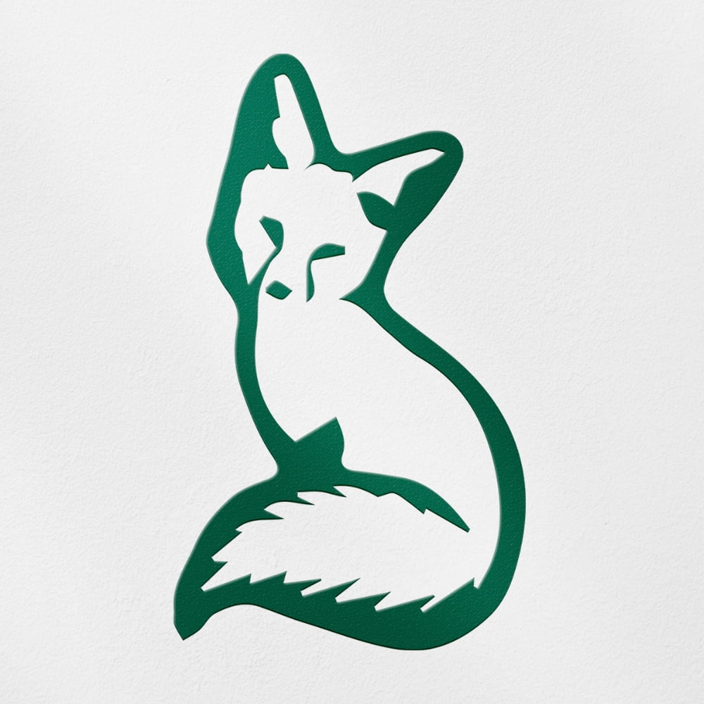 Transparent Decal Stickers Of Young Sitting Fox (Green) Premium ...