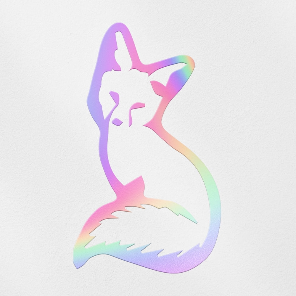 Transparent Decal Stickers Of Young Sitting Fox (Hologram) Premium ...