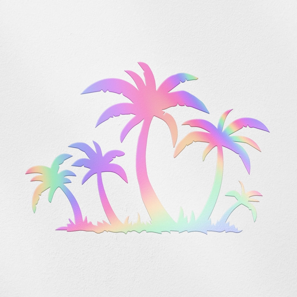 Transparent Decal Stickers Of Palm Tree (Hologram) Premium Waterproof ...