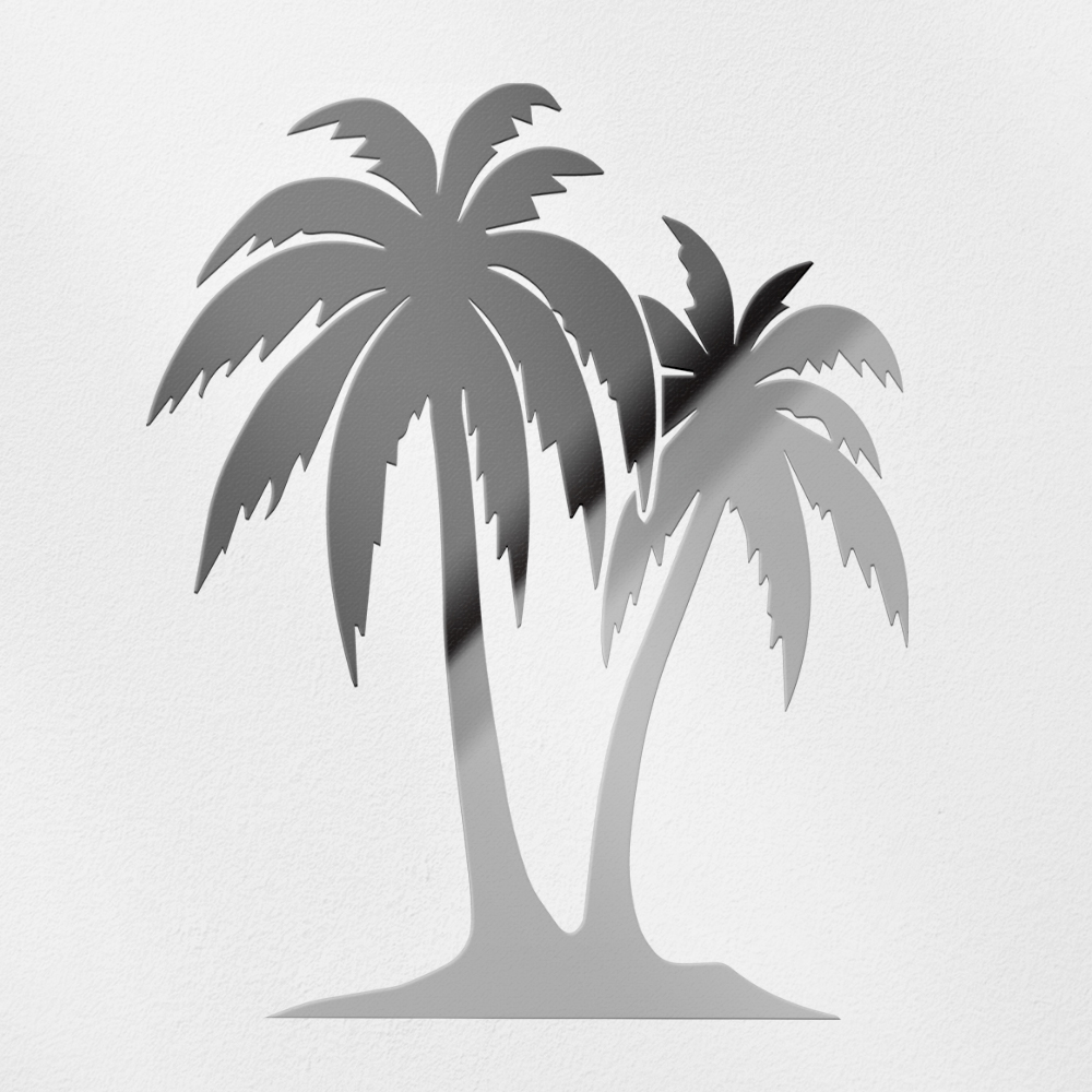 Transparent Decal Stickers Of Palm Trees 3 (Metallic Silver) Premium ...