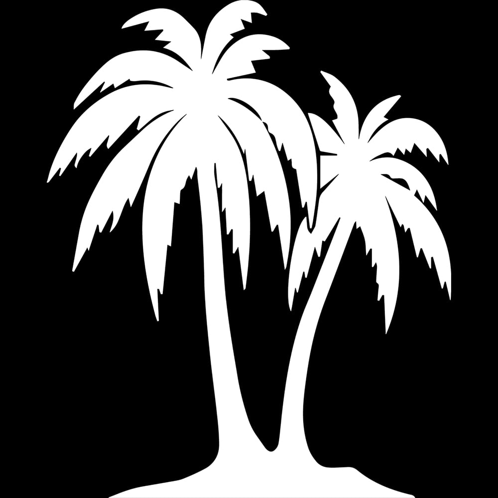 Transparent Decal Stickers Of Palm Trees 3 (White) Premium Waterproof ...