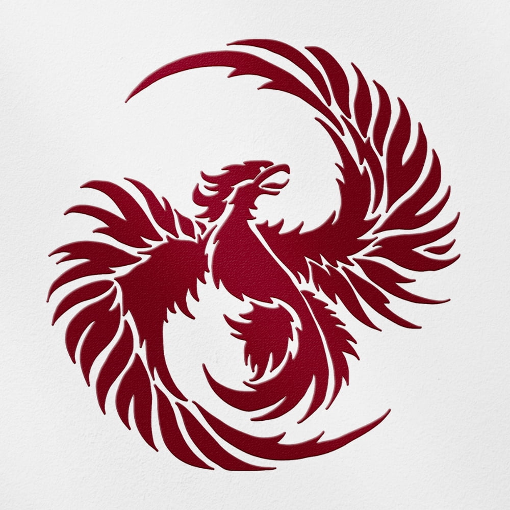Transparent Decal Stickers Of Phoenix Bird 2 Stencil (Burgundy) Premium ...