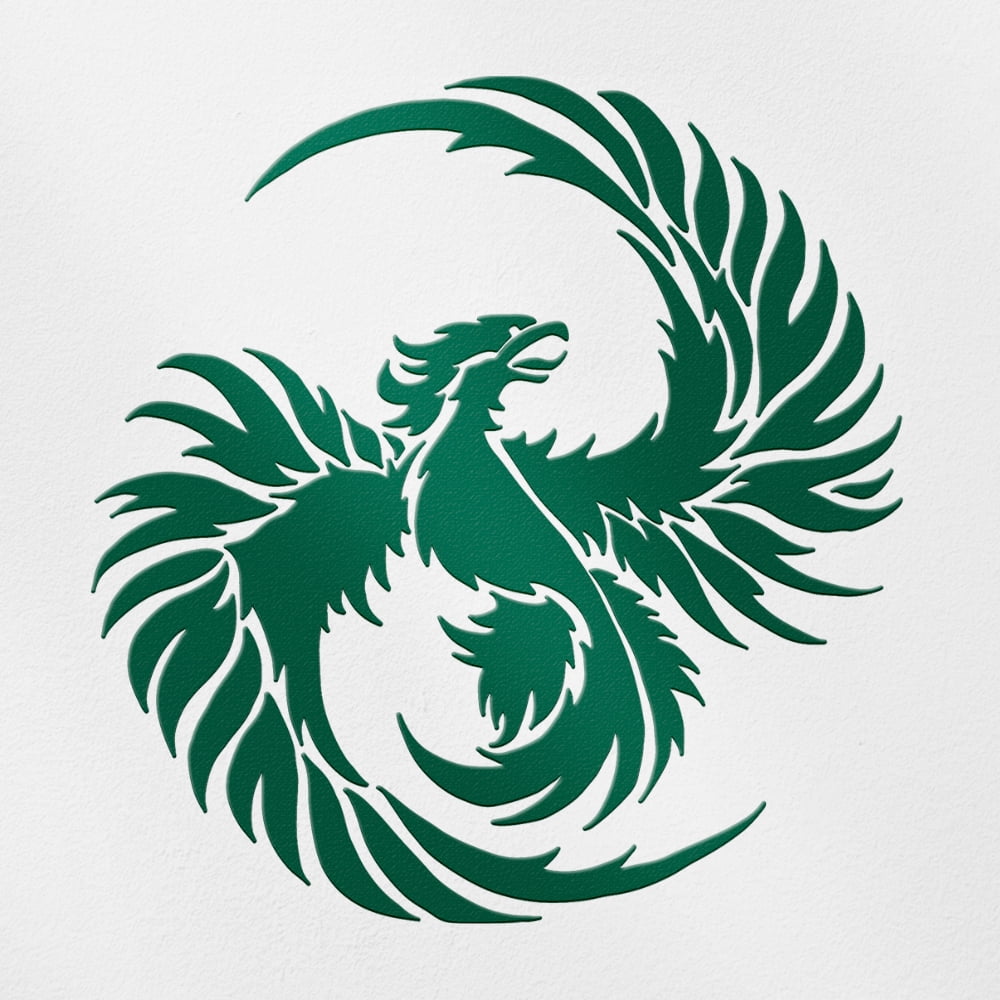 Transparent Decal Stickers Of Phoenix Bird 2 Stencil (Green) Premium ...