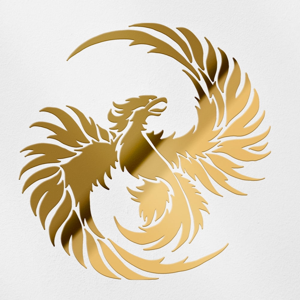 Transparent Decal Stickers Of Phoenix Bird 2 Stencil (Metallic Gold ...