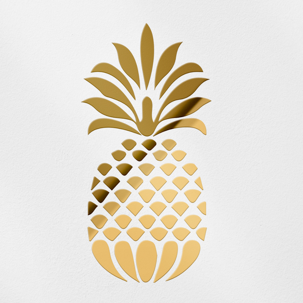Transparent Decal Stickers Of Pineapple 5 (Metallic Gold) Premium ...