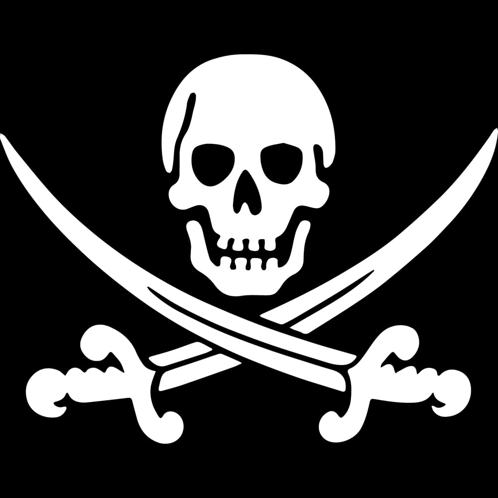 Transparent Decal Stickers Of Pirate Skull Swords Crossed Comic (White ...